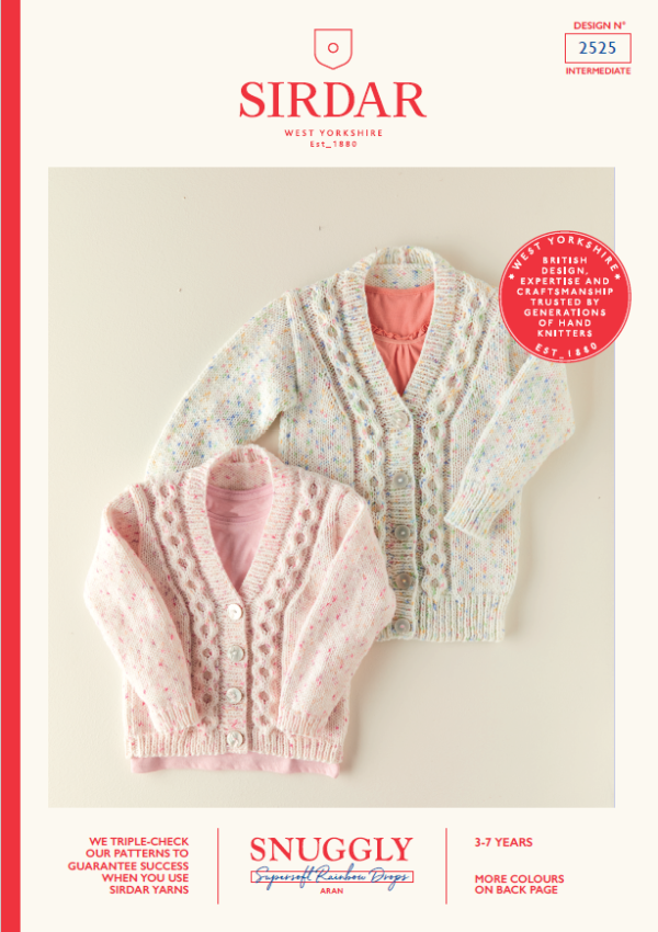 Sirdar Supersoft Aran Rainbow Drops Pattern - 2525 V-Neck Cardigan ...