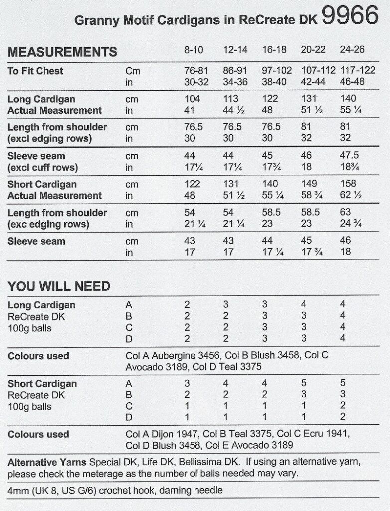 Stylecraft ReCreate DK Crochet Pattern - 9966 Granny Motif Cardigans ...