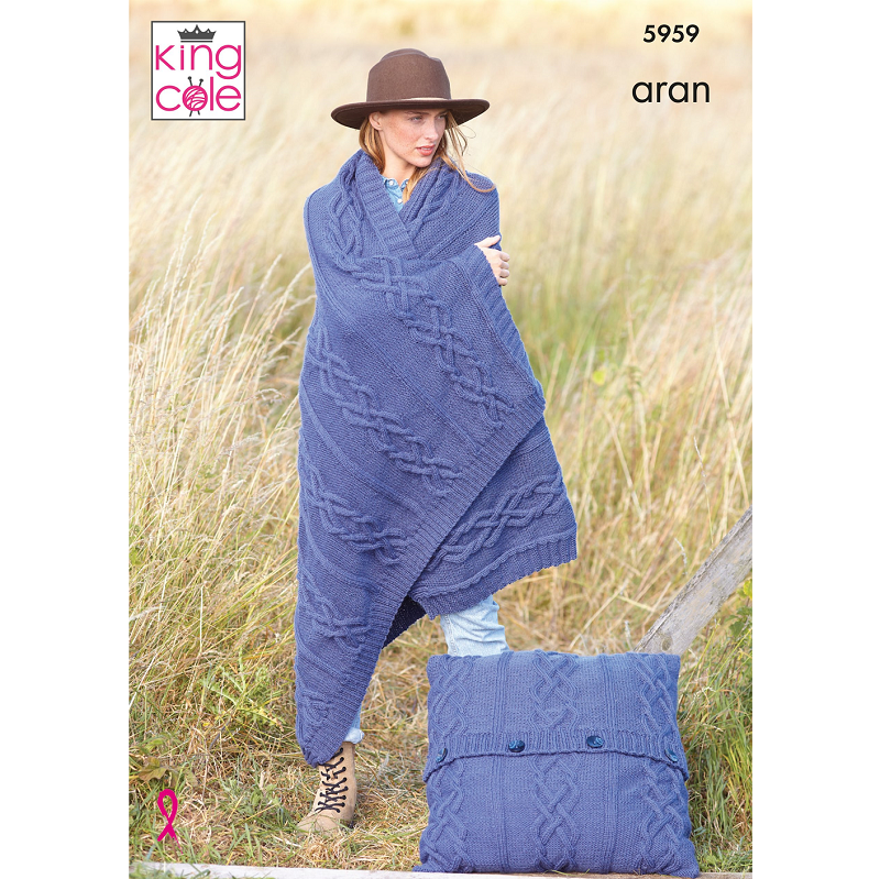 King Cole Wool Aran Pattern - 5959 Blanket, Floor Cushion and Bed ...