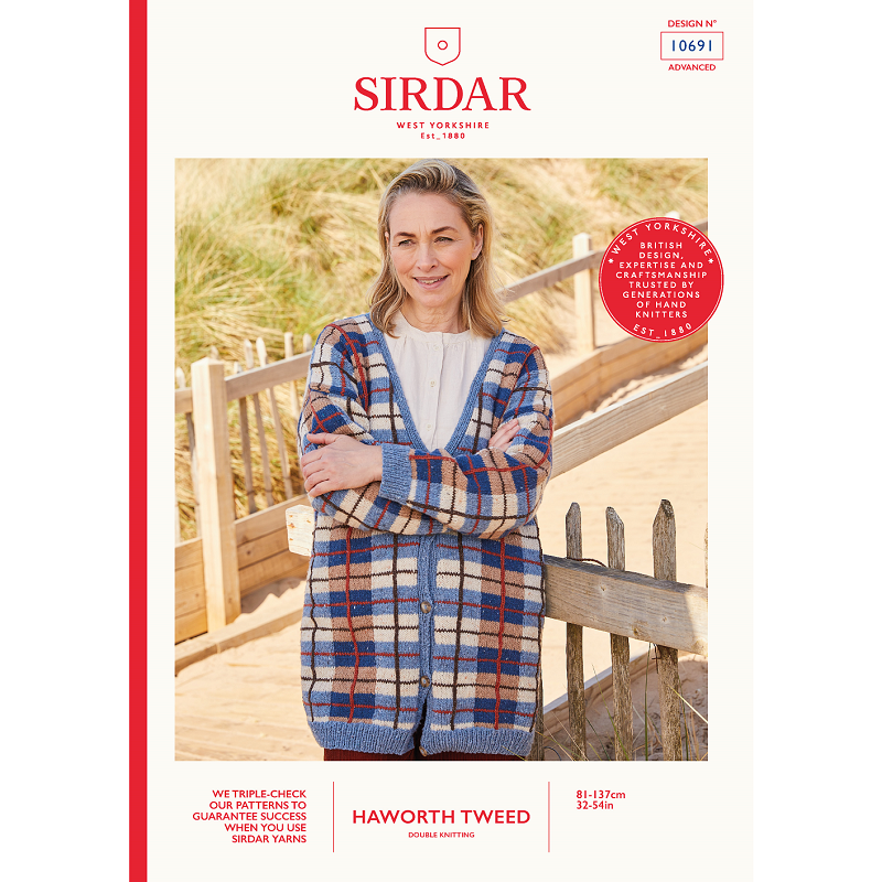 Sirdar Haworth Tweed DK Pattern - 10691 Cardigan - Delta Wool Shop