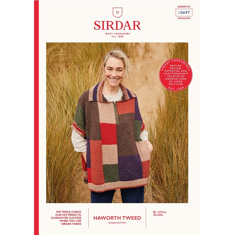 Sirdar Haworth Tweed DK Pattern - 10697 Poncho - Delta Wool Shop