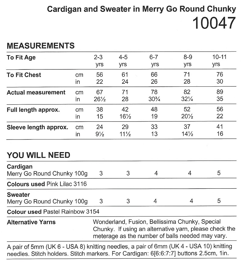 Stylecraft Merry Go Round Chunky Pattern - 10047 Sweater & Cardigan ...