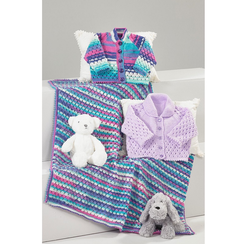 James C Brett Twinkle Prints DK Pattern - JB884 Cardigans and Blanket ...