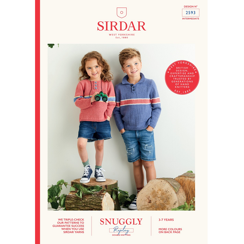 Sirdar Snuggly Replay DK Pattern - 2593 Round Neck and Collared ...