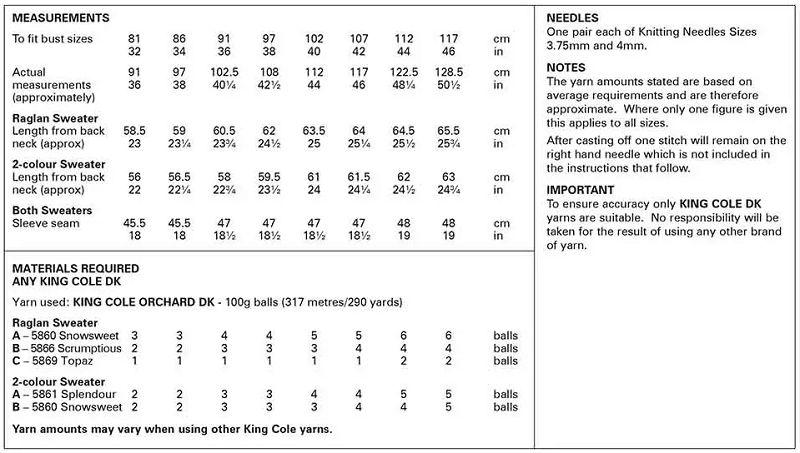 King Cole Orchard DK Pattern - 6264 Sweaters - Delta Wool Shop