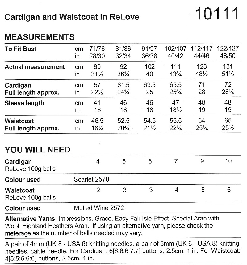 Stylecraft ReLove Aran Pattern - 10111 Cardigan and Waistcoat - Delta ...