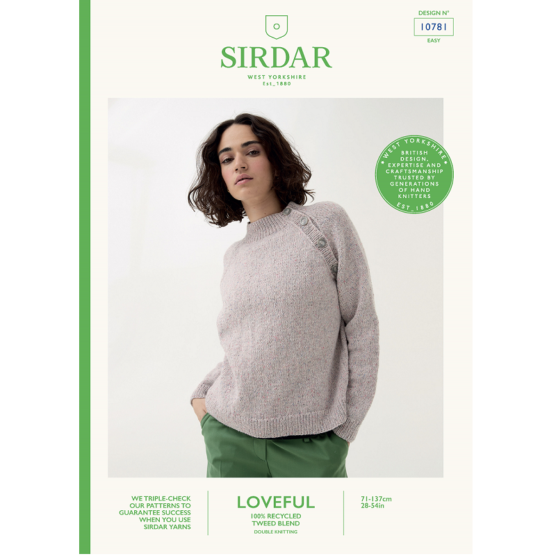 Sirdar Loveful Tweed DK Pattern - 10781 Sweater - Delta Wool Shop