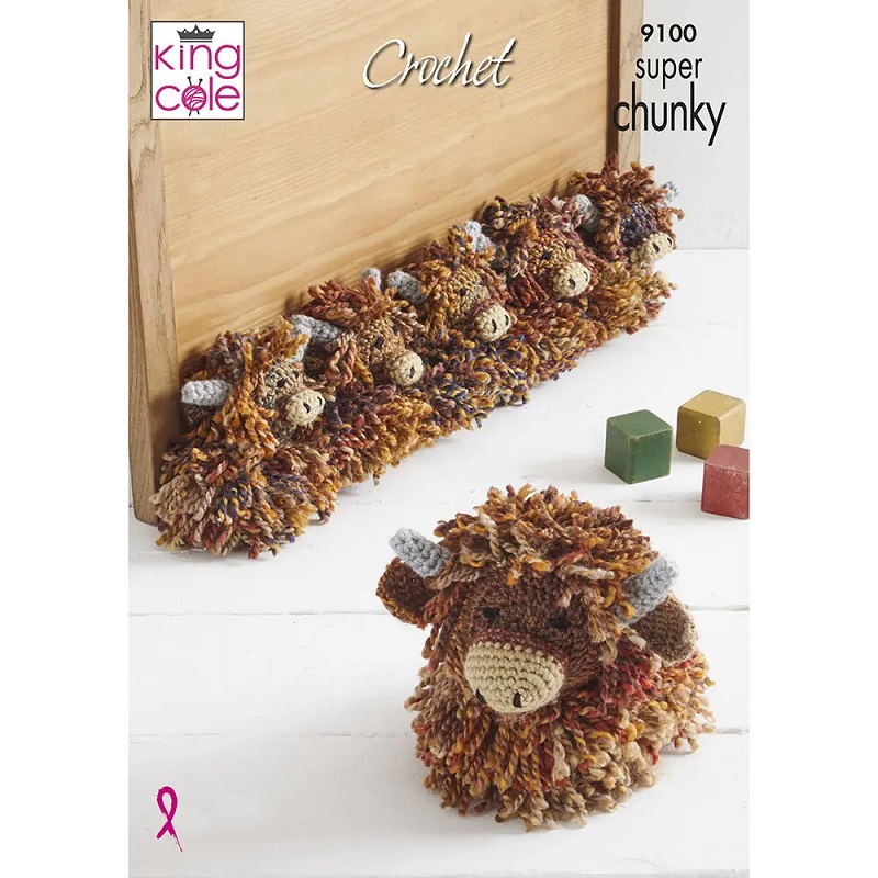 King Cole Explorer Super Chunky Crochet Pattern - 9100 Highland Cow ...
