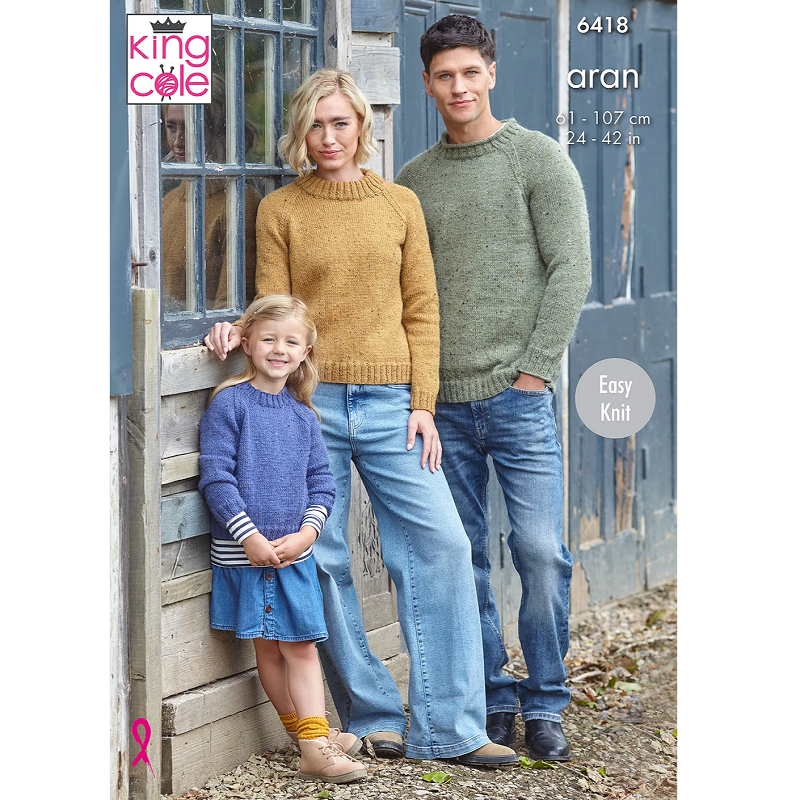 King Cole Homespun Aran Pattern - 6418 Sweaters - Delta Wool Shop